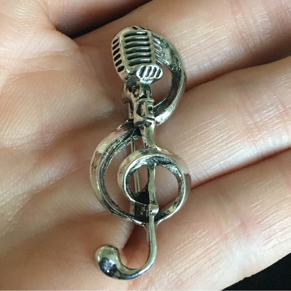 unbranded | Jewelry | Music Note Microphone Brooch Pin | Poshmark